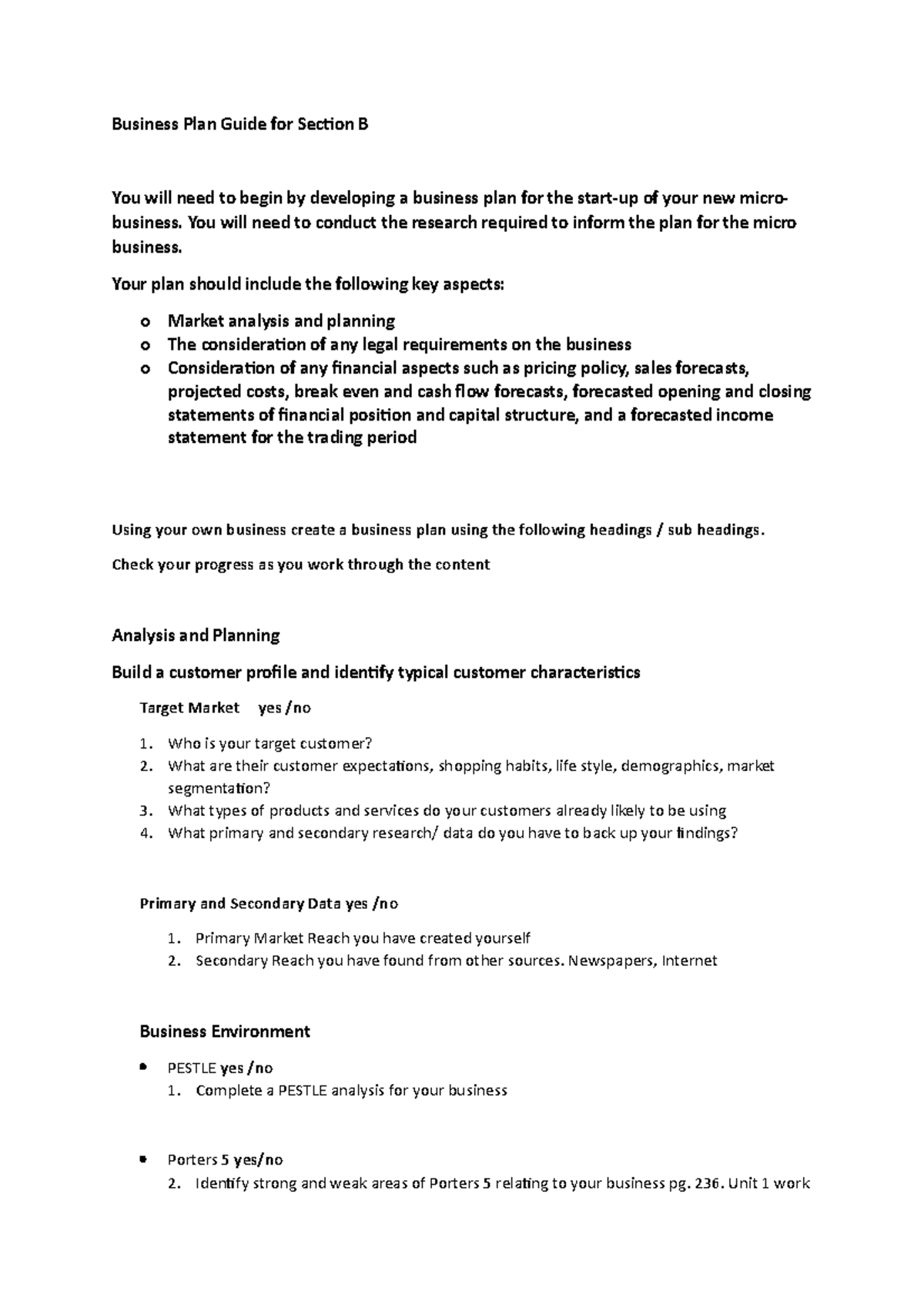 Business Plan Guide 1 - efgedfg - Business Plan Guide for Section B You ...