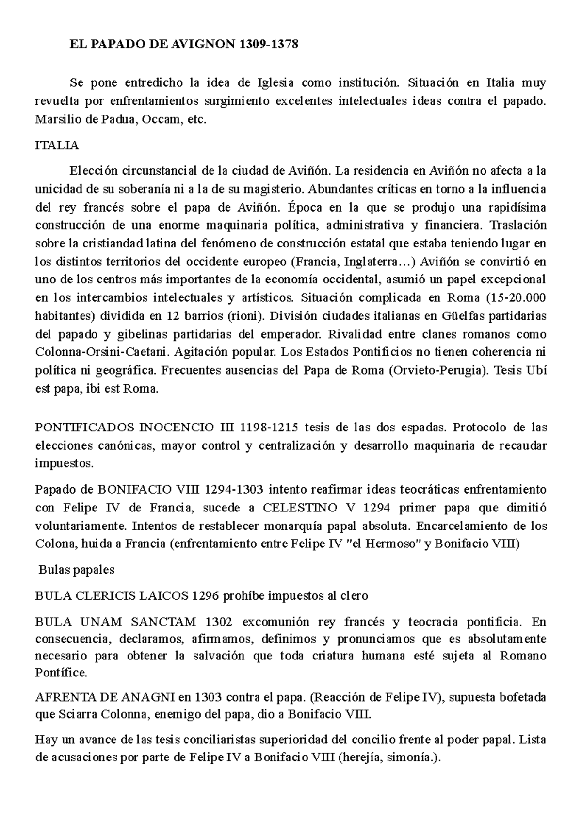 EL Papado DE Avignon resumen medieval - EL PAPADO DE AVIGNON 1309- Se ...