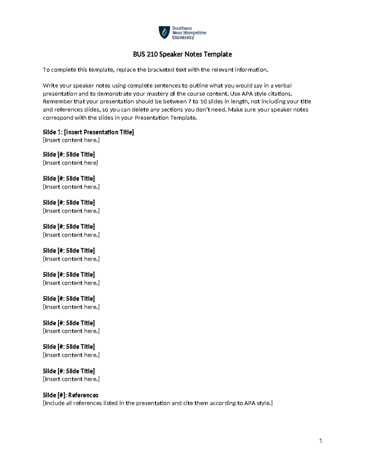 BUS 210 Speaker Notes Template - BUS 210 Speaker Notes Template To ...