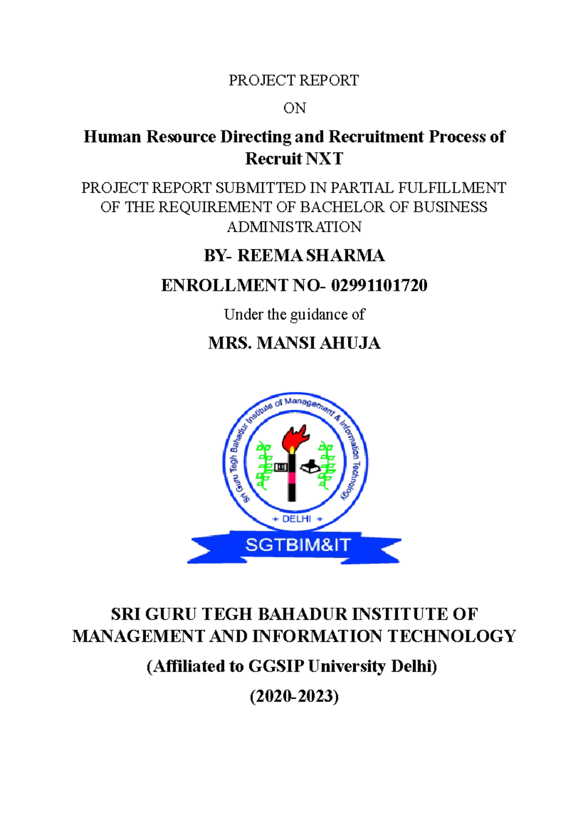 STR- Project Report - hi my - PROJECT REPORT ON Human Resource ...