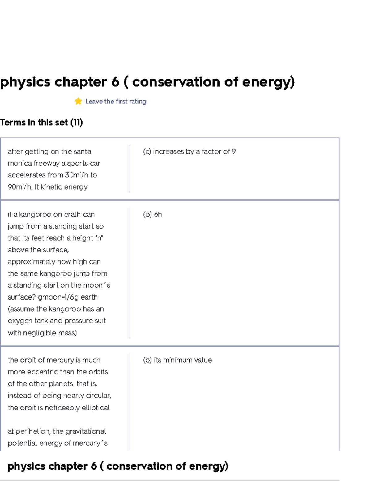 Physics chapter 6 ( conservation of energy) - physics chapter 6 ...