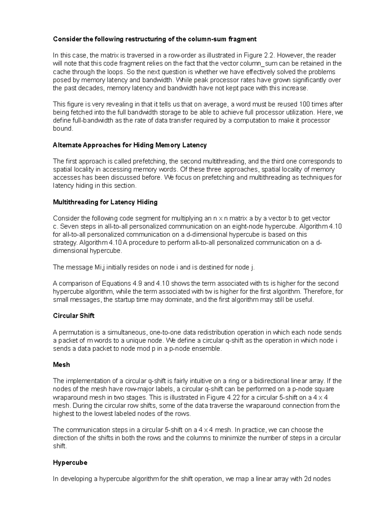 Multithreading For Latency Hiding Consider The Following Restructuring Of The Column Sum
