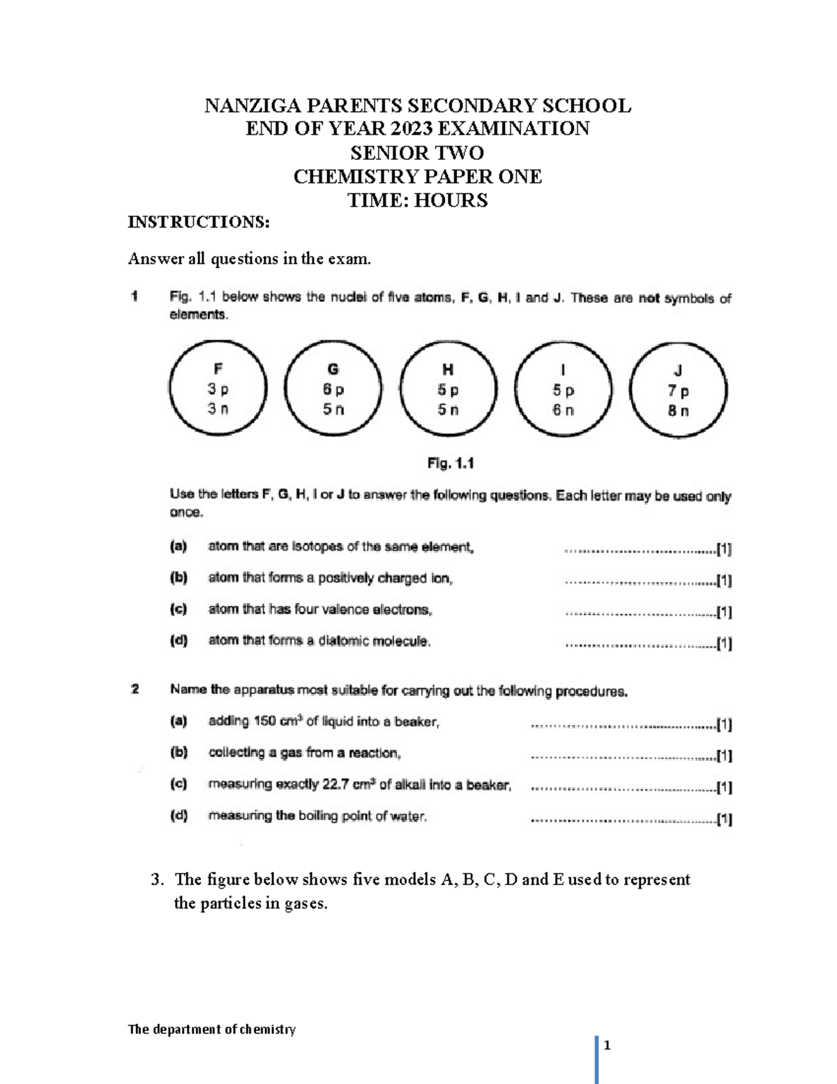 Napsec Senior 2 EOY 2023 CHEM - The department of chemistry NANZIGA ...