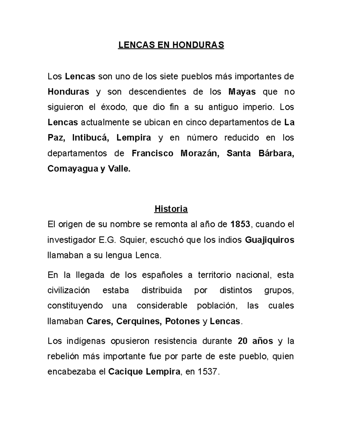 Lencas EN Honduras - LENCAS EN HONDURAS Los Lencas son uno de los siete ...