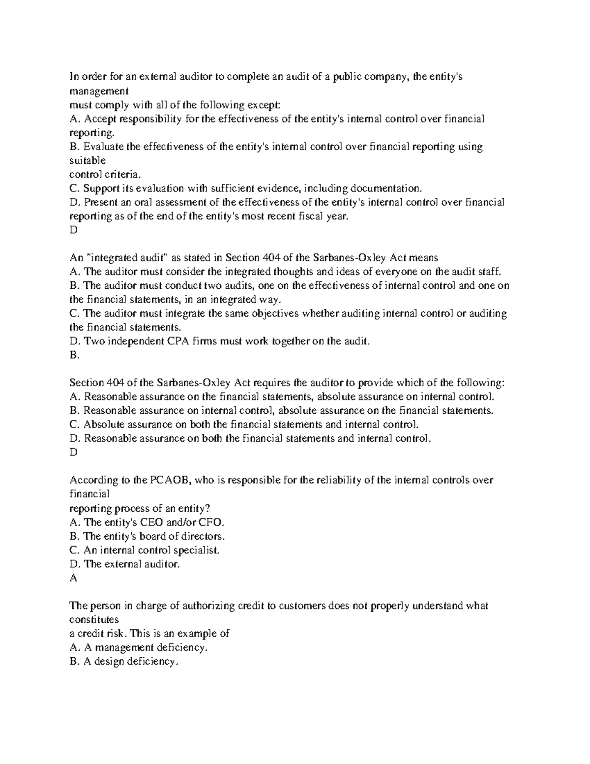 Audit Chapter 7 Notes - In order for an external auditor to complete an ...