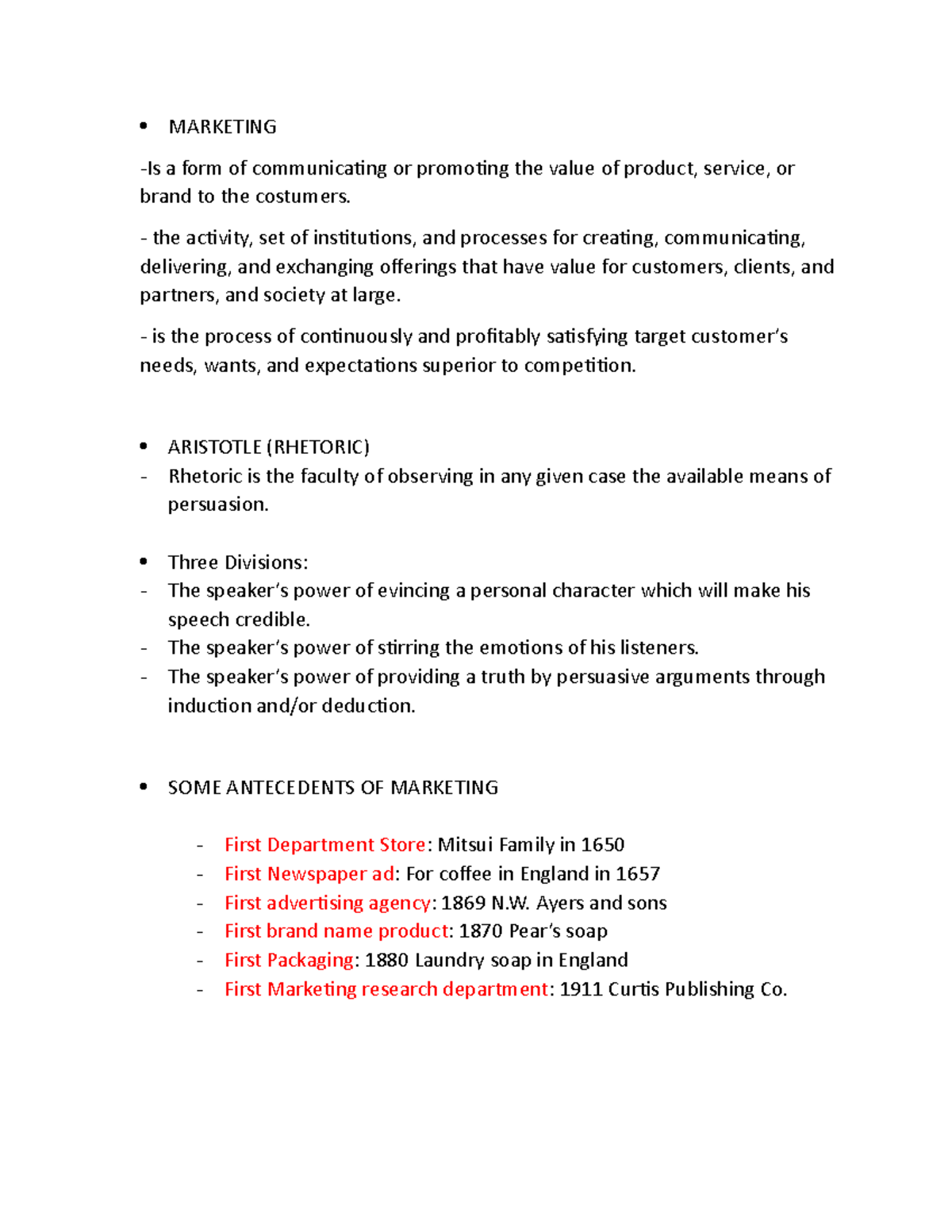 Marketing lesson 1 and 2 - MARKETING -Is a form of communicating or ...