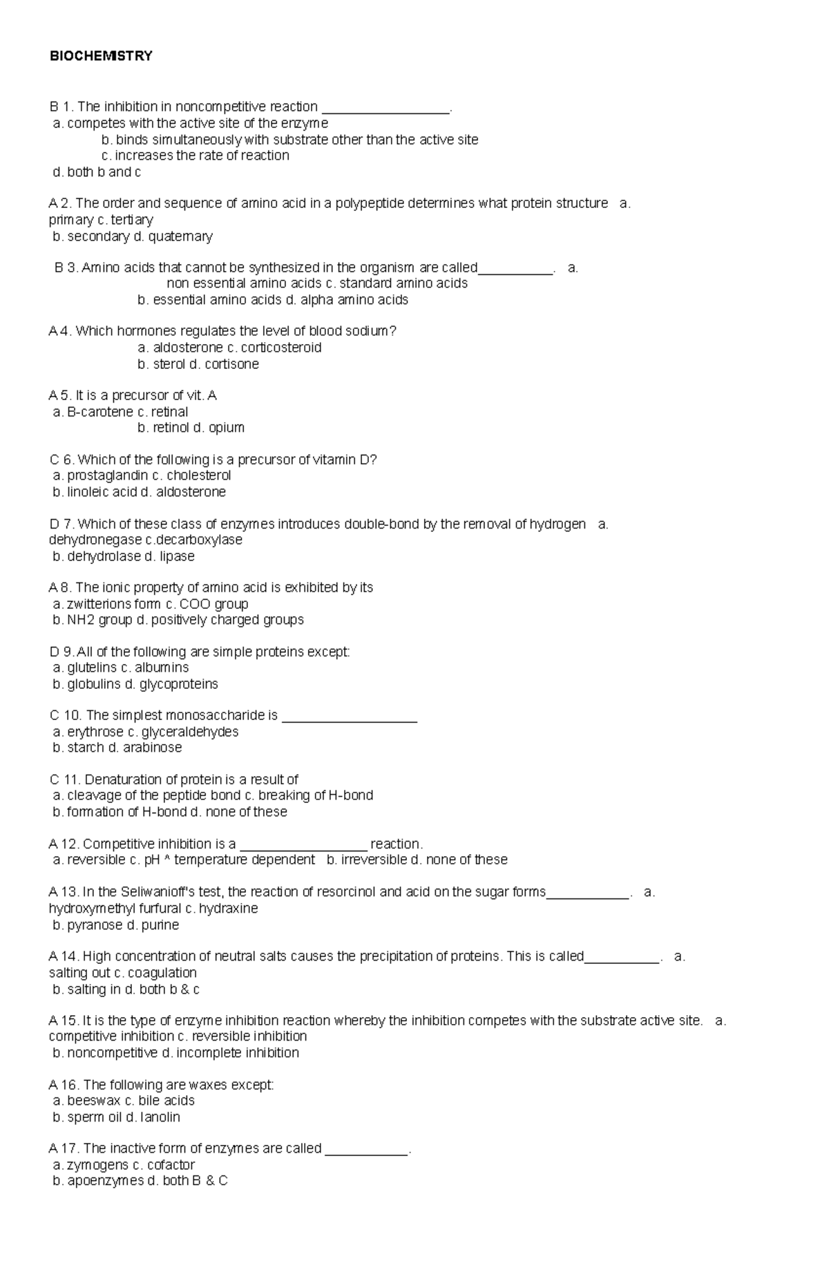 Copy of Copy of Copy of Biochemistry Pacop Green - BIOCHEMISTRY B 1 ...