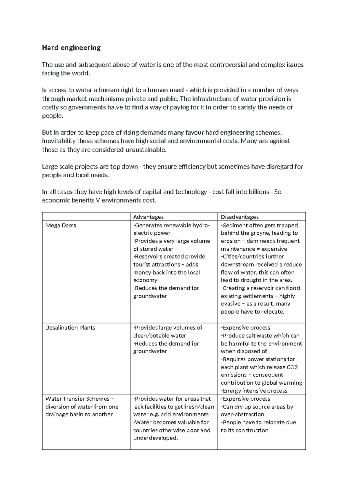 Hard engineering water cycle - Hard engineering The use and subsequent ...