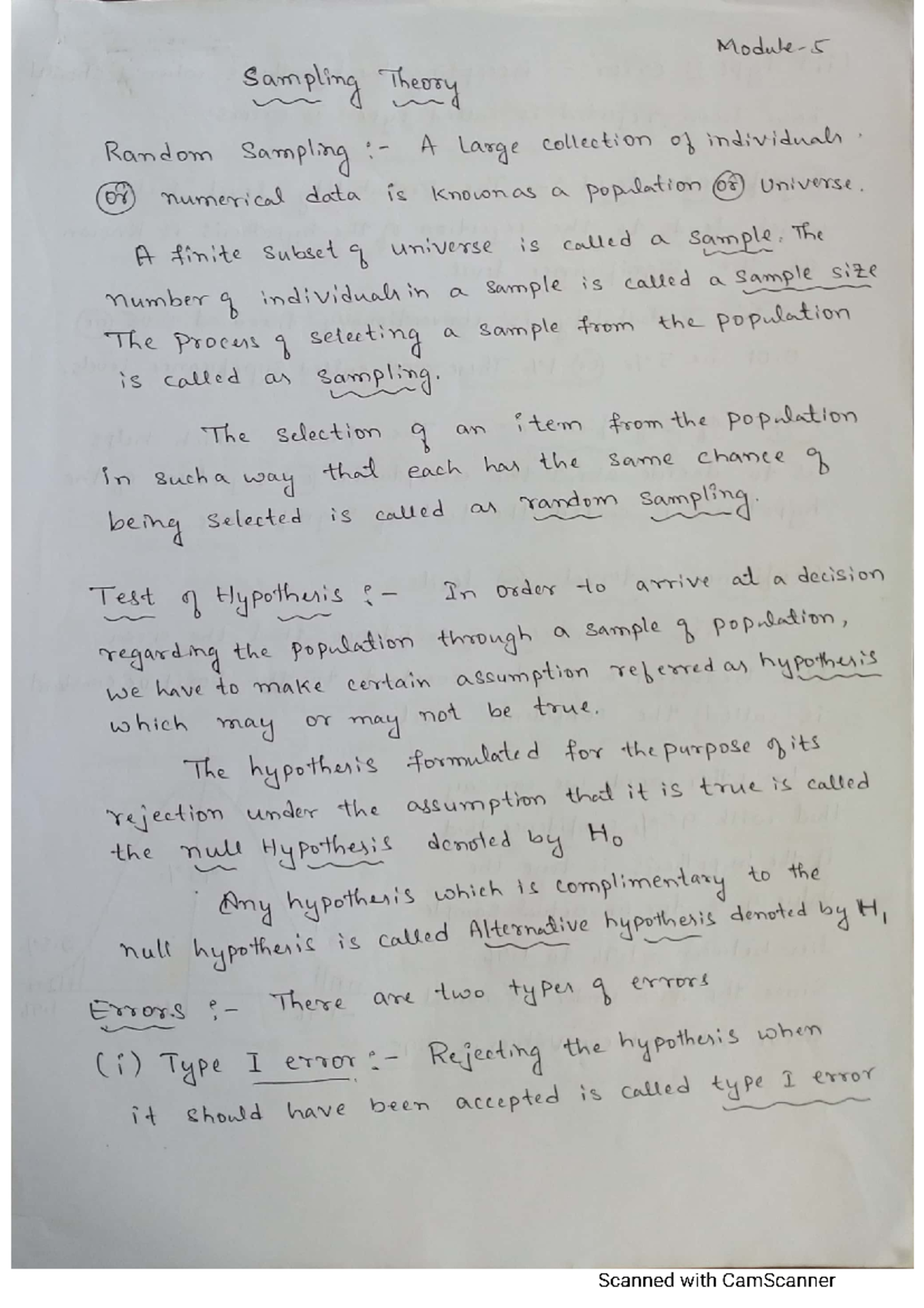 Module 3 sampling theory 1 notes - Module Sonn an Random Sovenpling oA ...