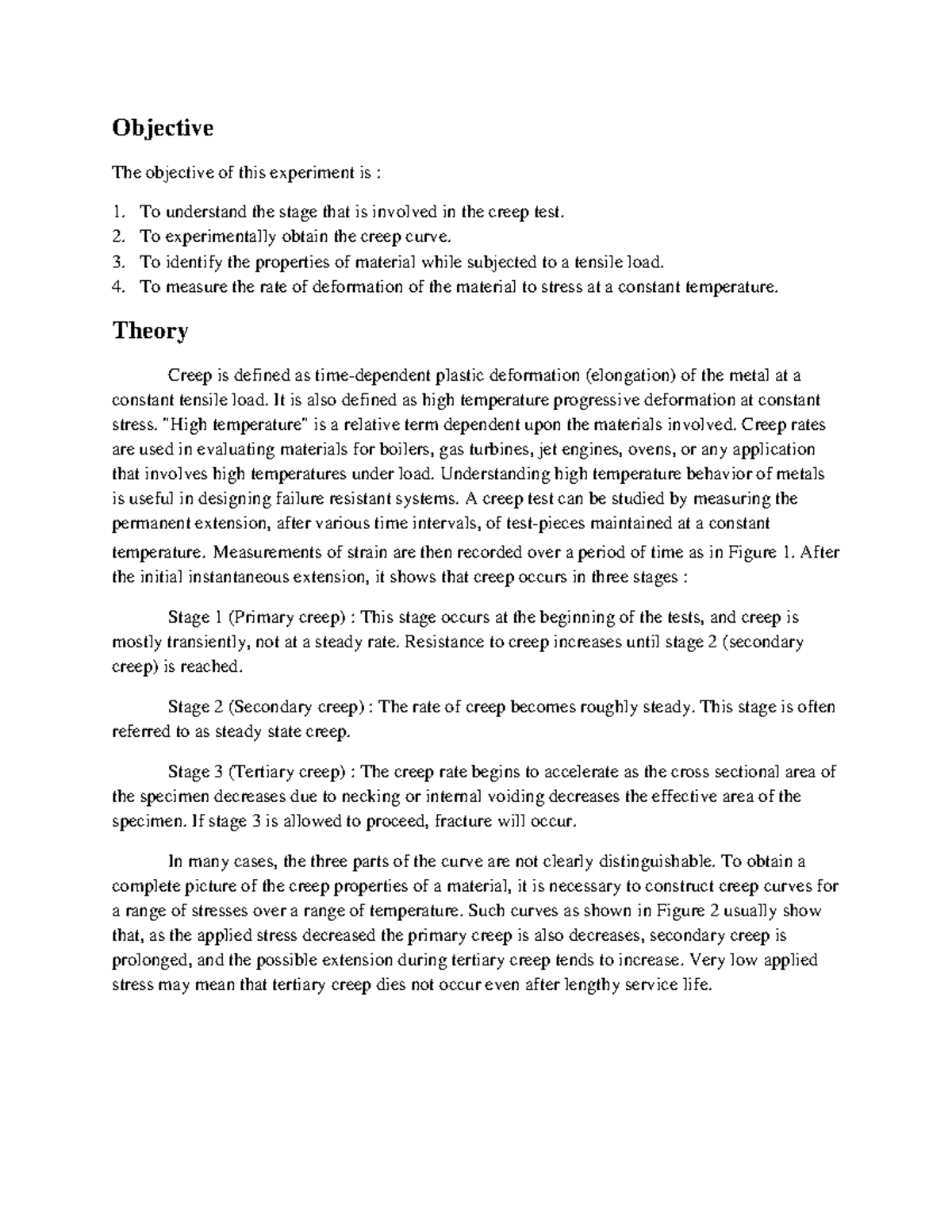 139837056 Creep TEST Complete pdf - Objective The objective of this ...