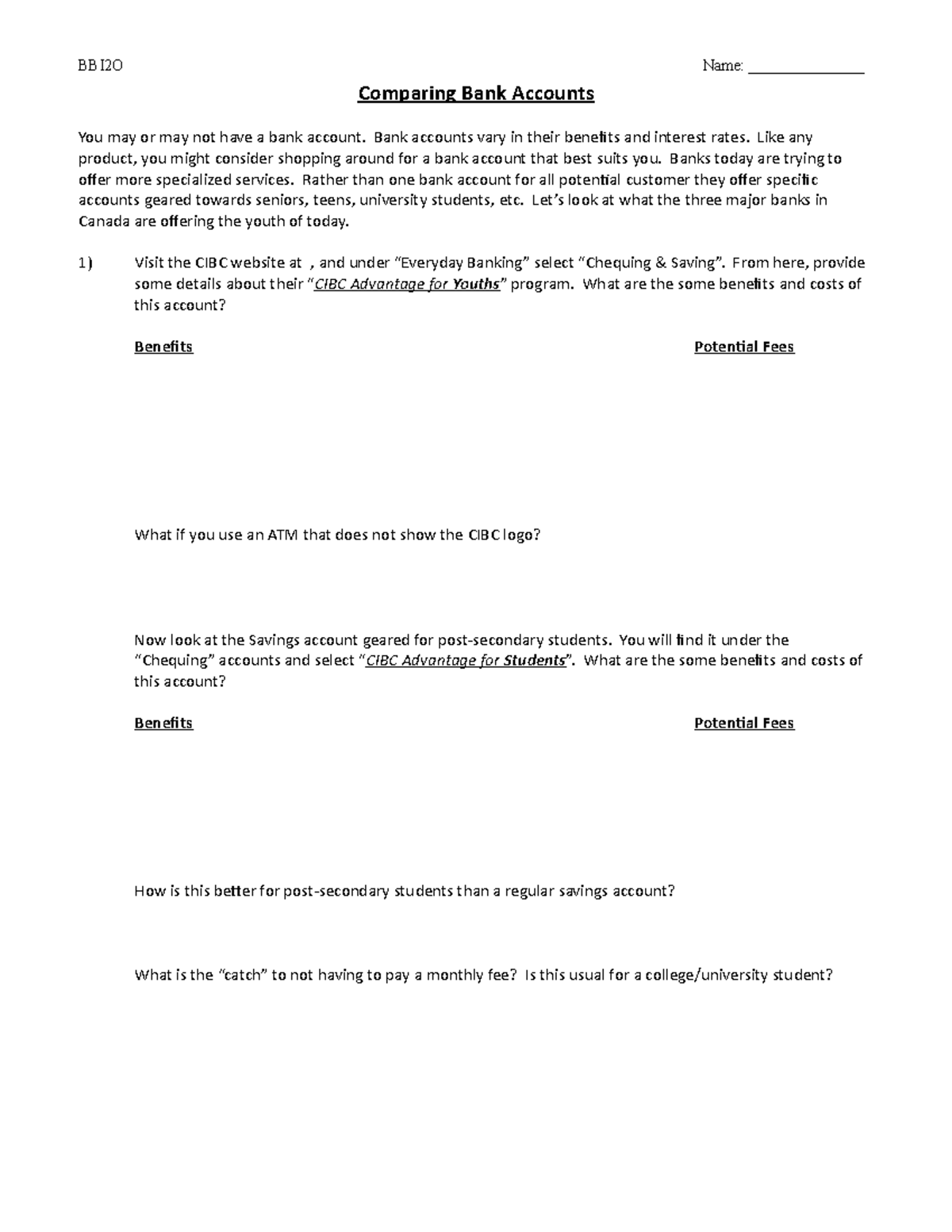 04 - Activity Comparing Bank Accounts - BBI2O Name ...