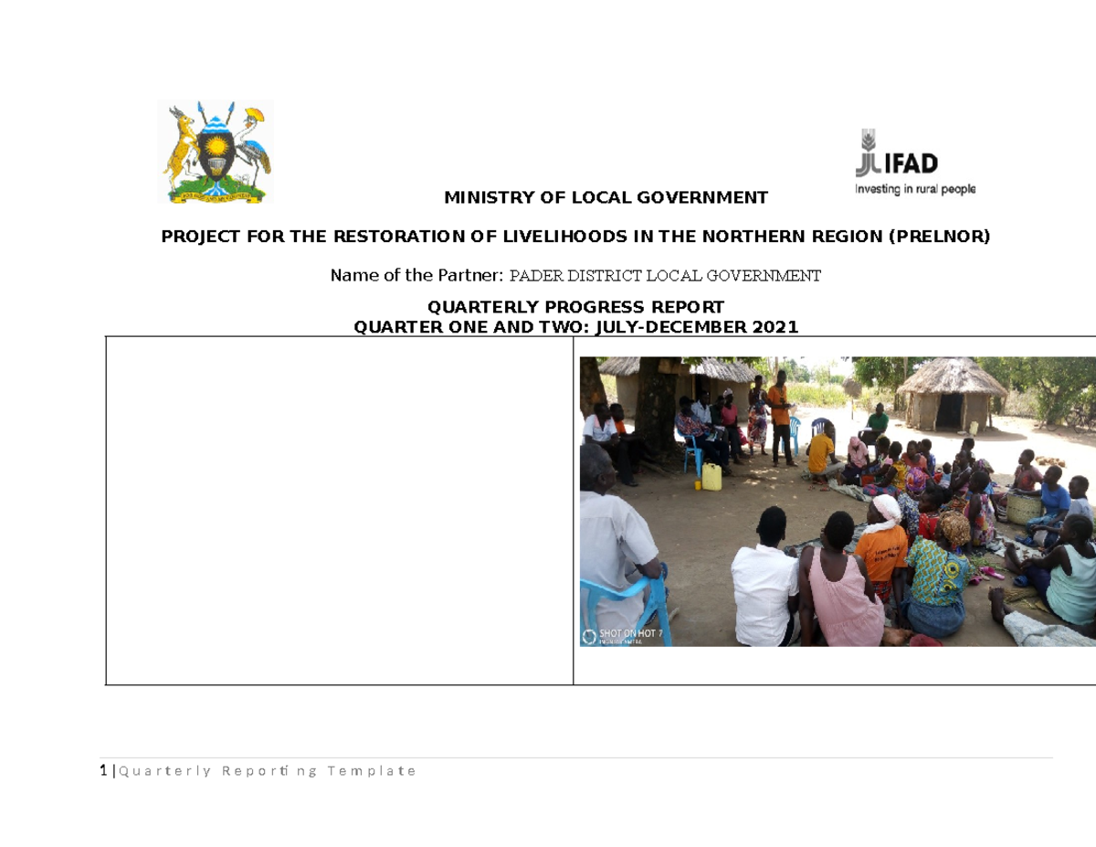 Prelnor Quarterly Reporting Template - MINISTRY OF LOCAL GOVERNMENT ...