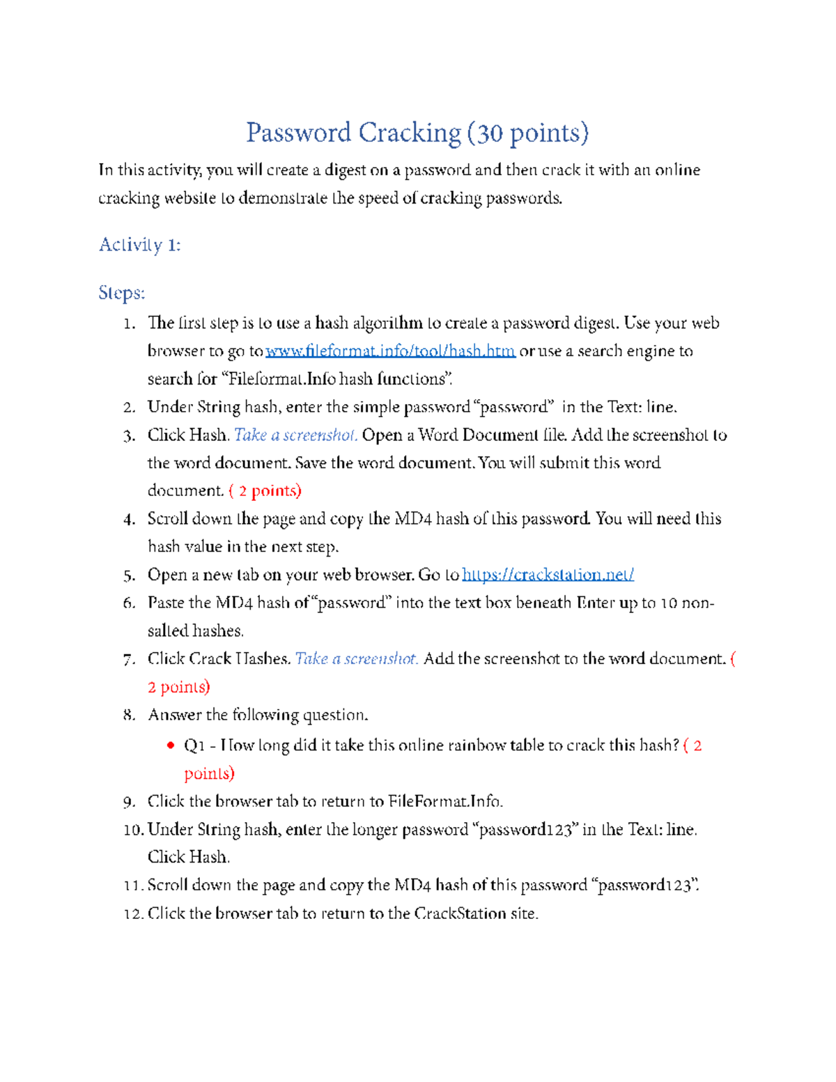 Activity - Password Cracker - MAC 237 - • • • • • • • - Studocu