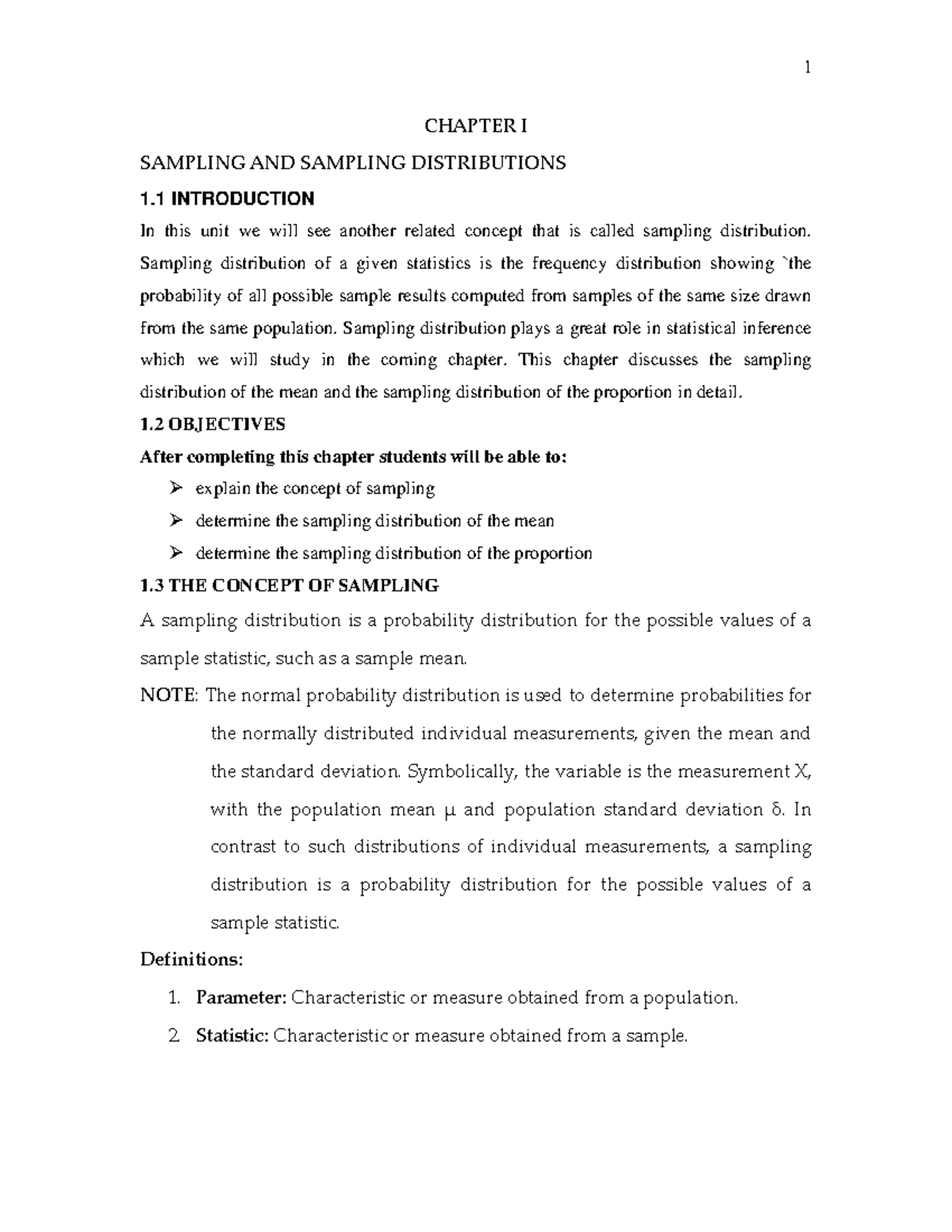 Stat II Material The best - CHAPTER I SAMPLING AND SAMPLING ...