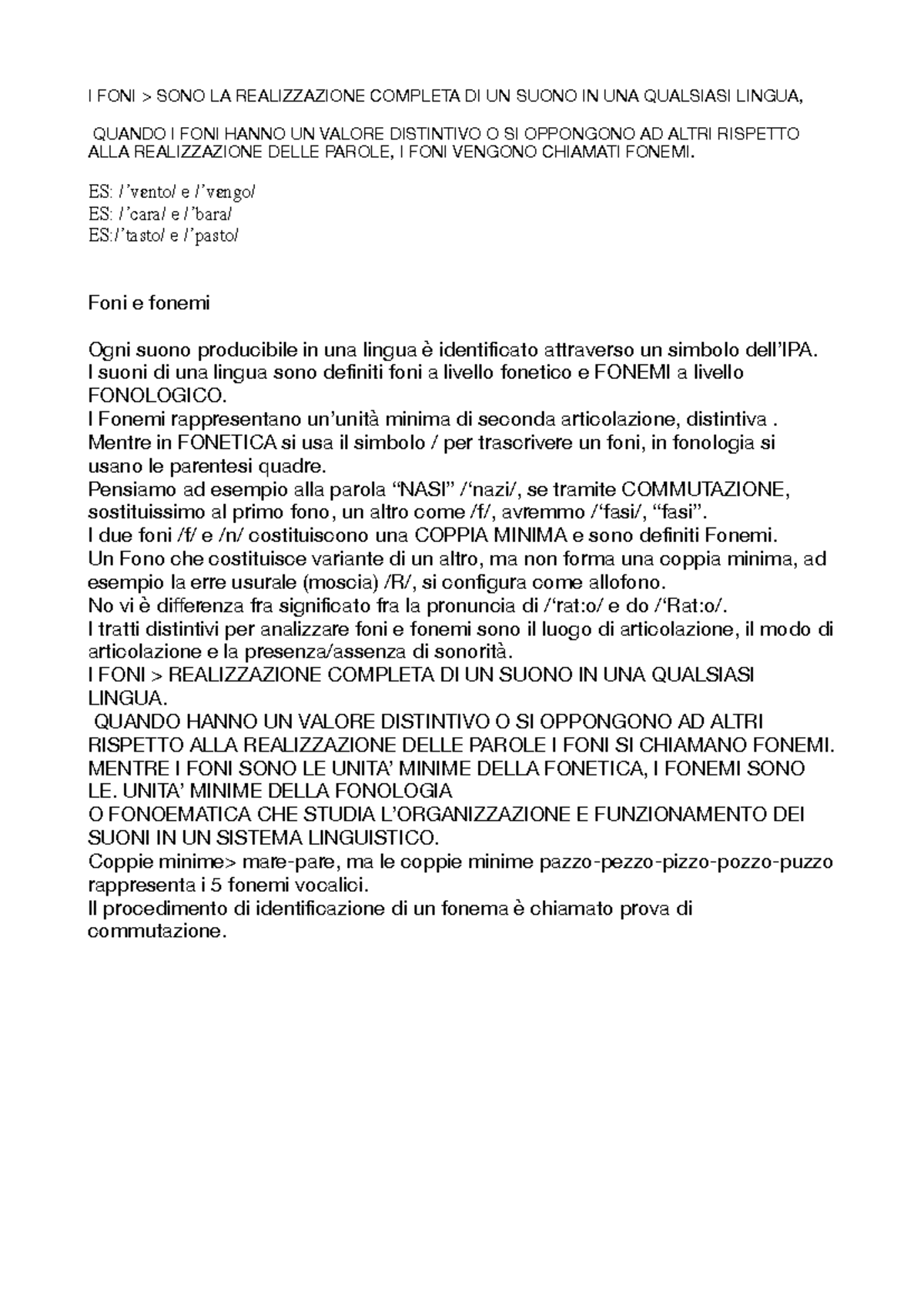 Fono e fonema - I FONI > SONO LA REALIZZAZIONE COMPLETA DI UN SUONO IN ...