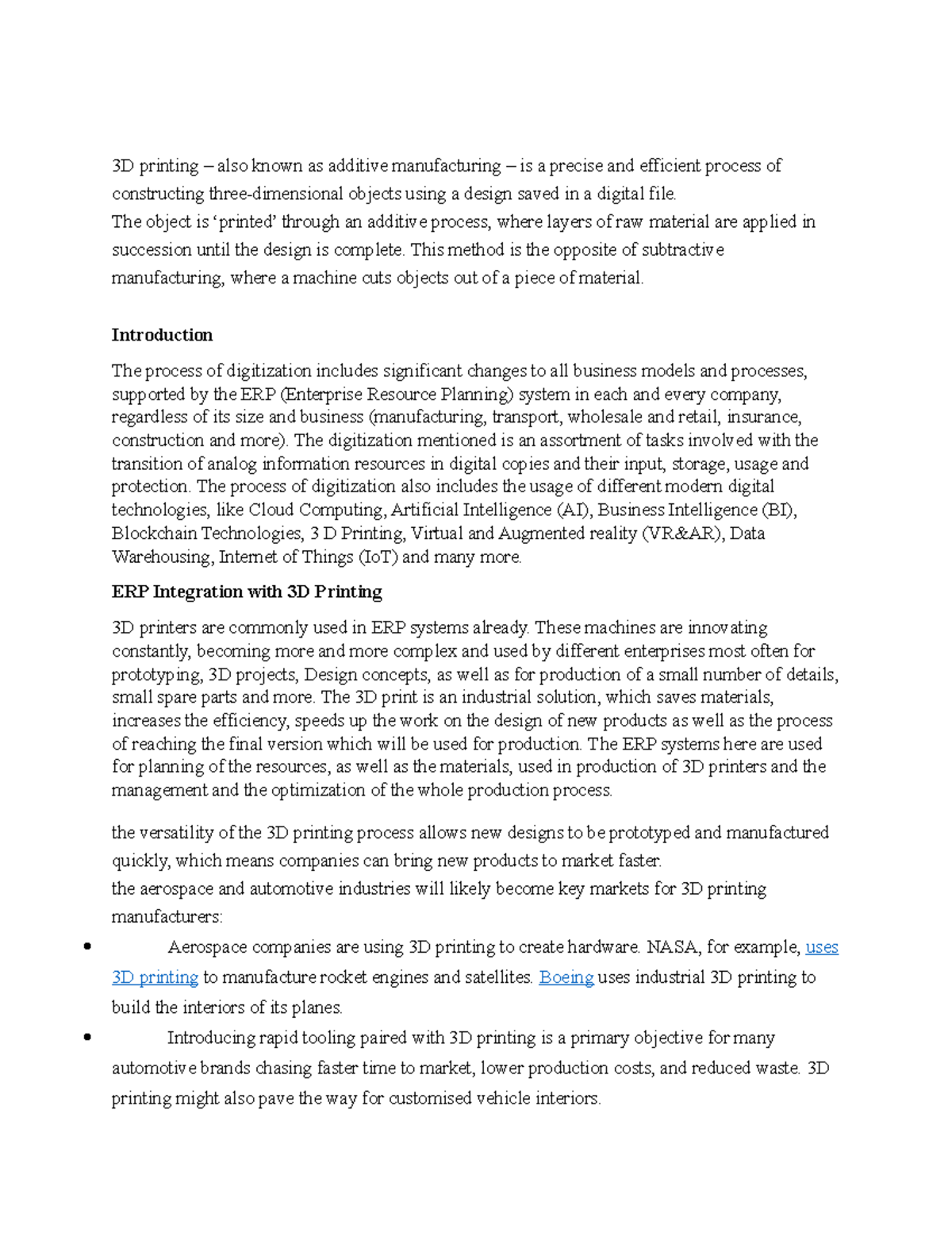 My data - final - assignment for supply chains - 3D printing – also ...