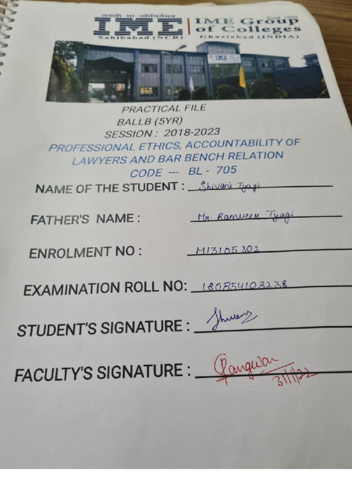 Professional ethics practical file - Ballb - Studocu