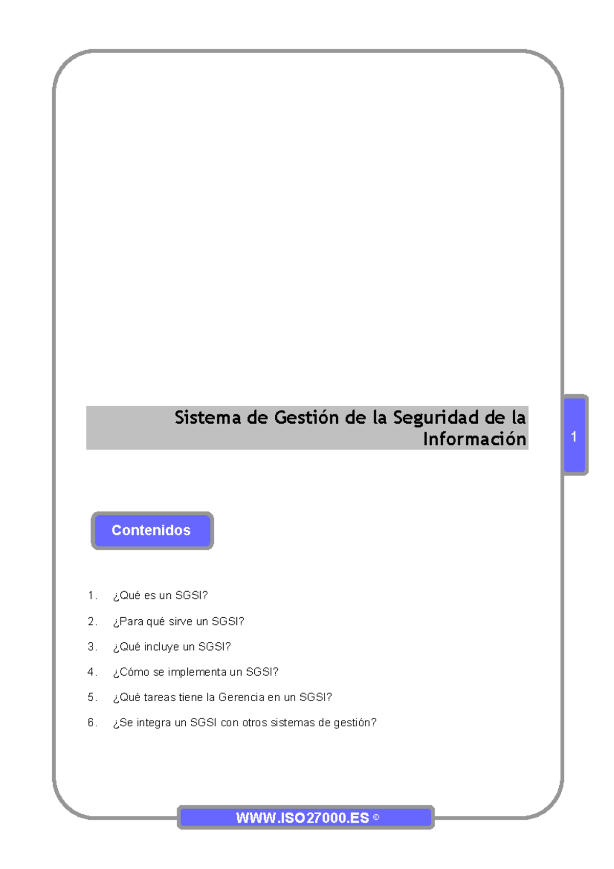 Sistema gestion - manual sgsi - 1 Contenidos Sistema de Gestión de la ...