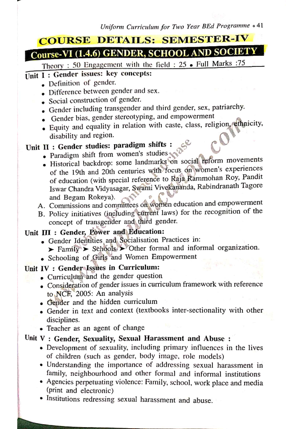 22-24 4th sem, Syllabus - Uniform Curriculum for Two Year BEd Programme ...