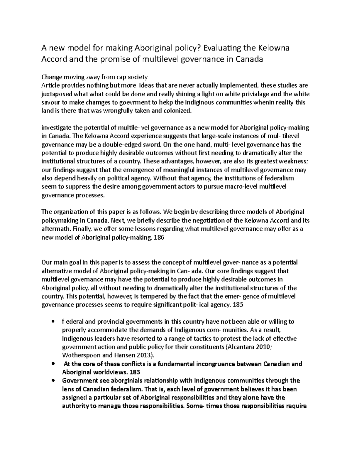 A new model for making Aboriginal policy Evaluating the Kelowna Accord ...