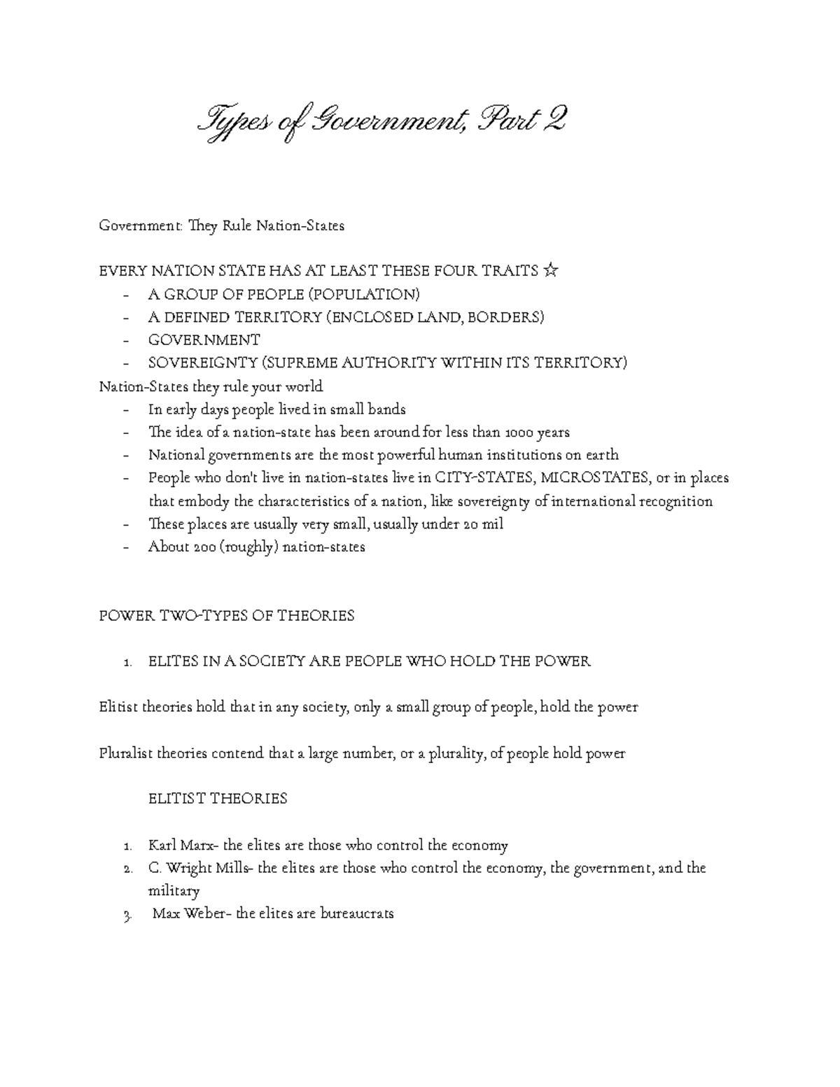 Power AND Government PART 1 -2 - Types of Government, Part 2 Government ...