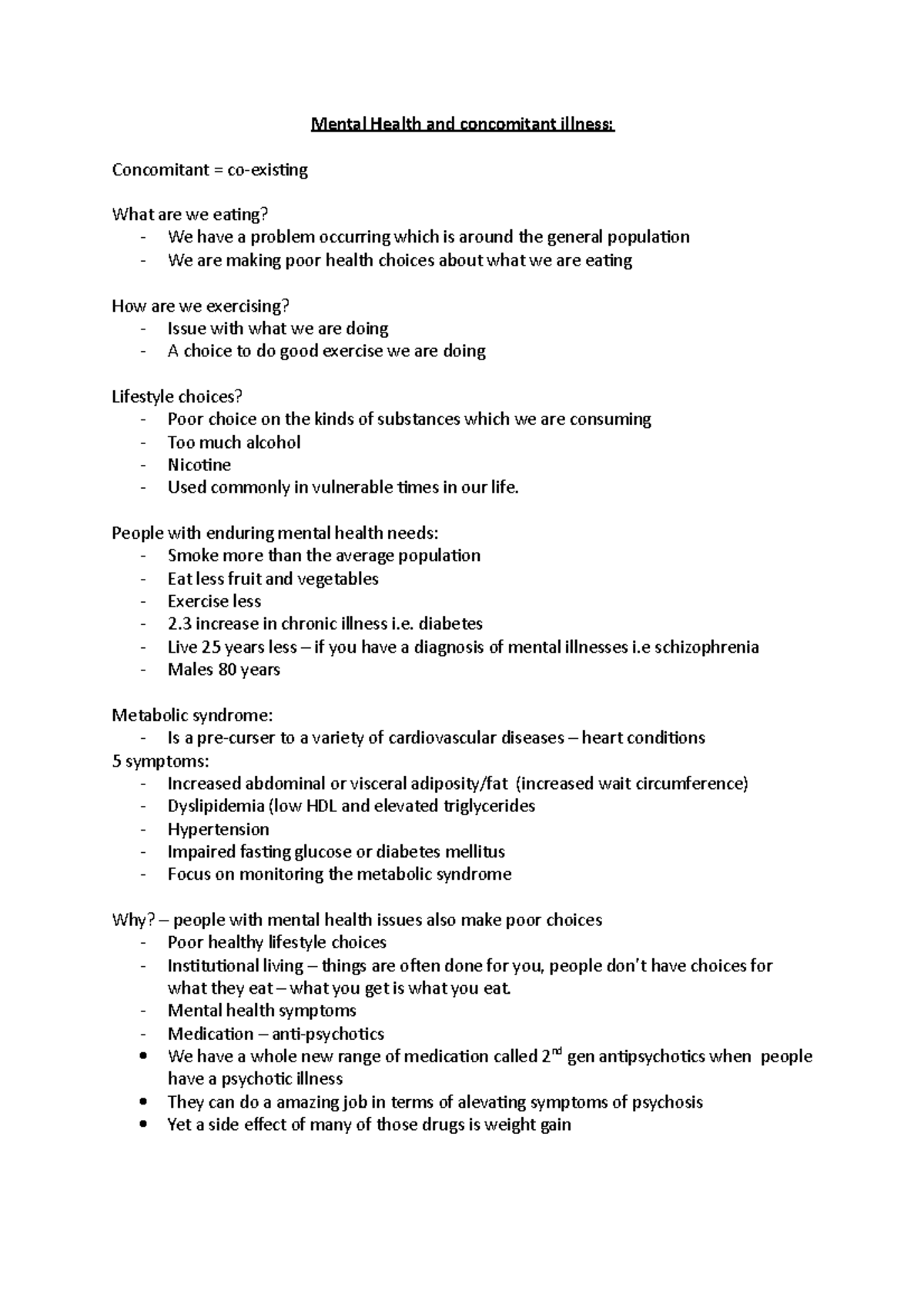 Mental Health and concomitant illness - Mental Health and concomitant ...