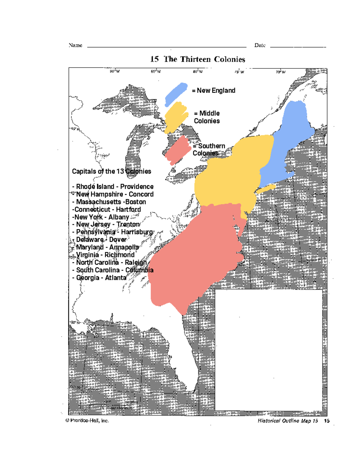 Map 15 - The Thirteen Colonies - = New England = Middle Colonies ...