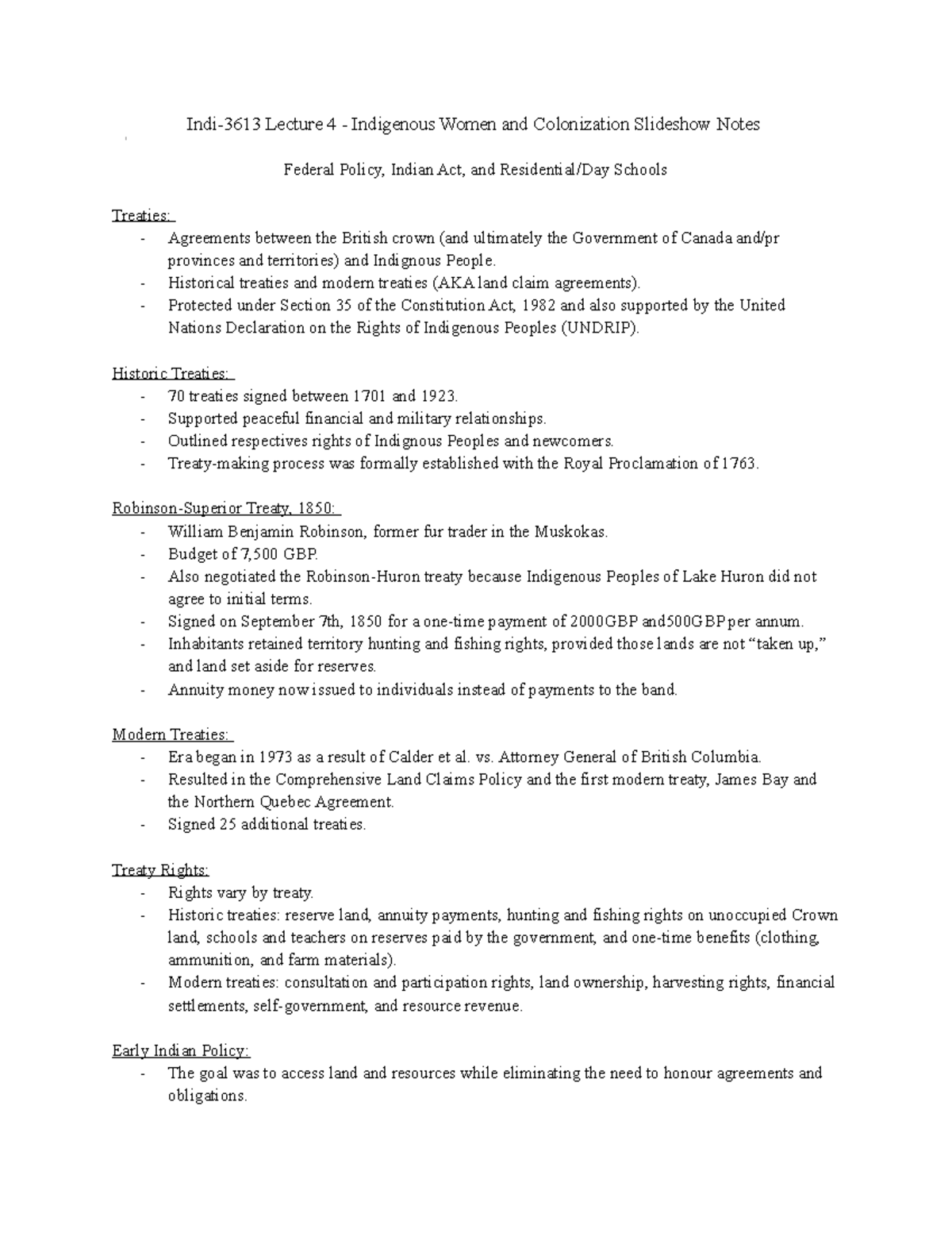 Indi-3613 Lecture 4 - Indigenous Women and Colonization Slideshow Notes ...