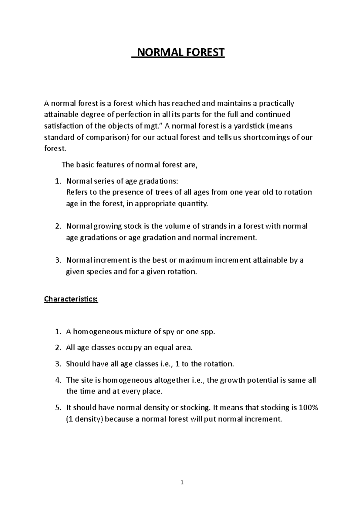 Normal Forest - NORMAL FOREST A normal forest is a forest which has ...