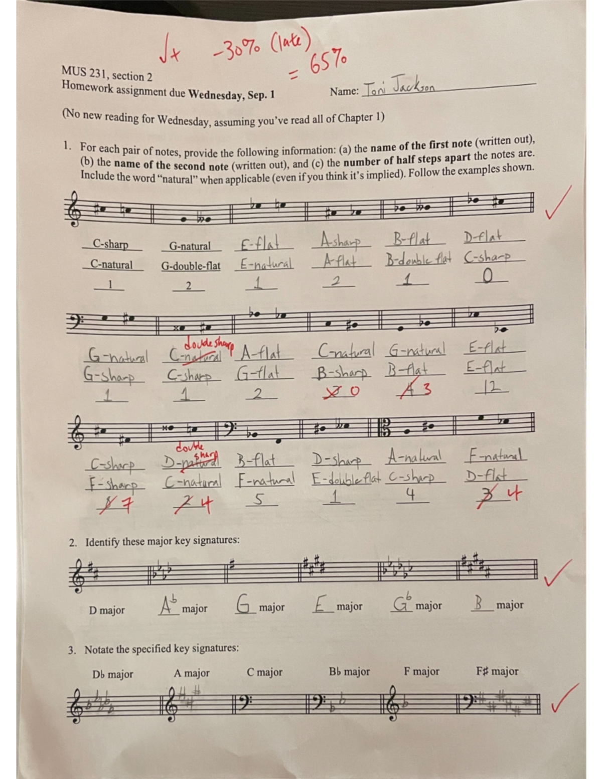 Mus 231 1 - Music theory homework - UST 251 - Studocu