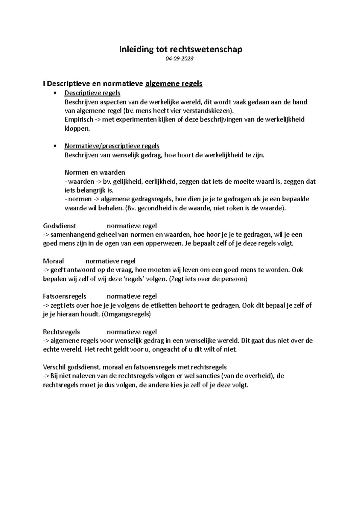 Inleiding tot rechtswetenschap wk 1 t/m 7 - Inleiding tot ...