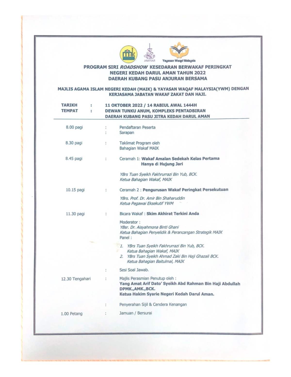 Program SIRI Roadshow Kesedaran Berwakaf Peringkat - tamadun islam dan ...