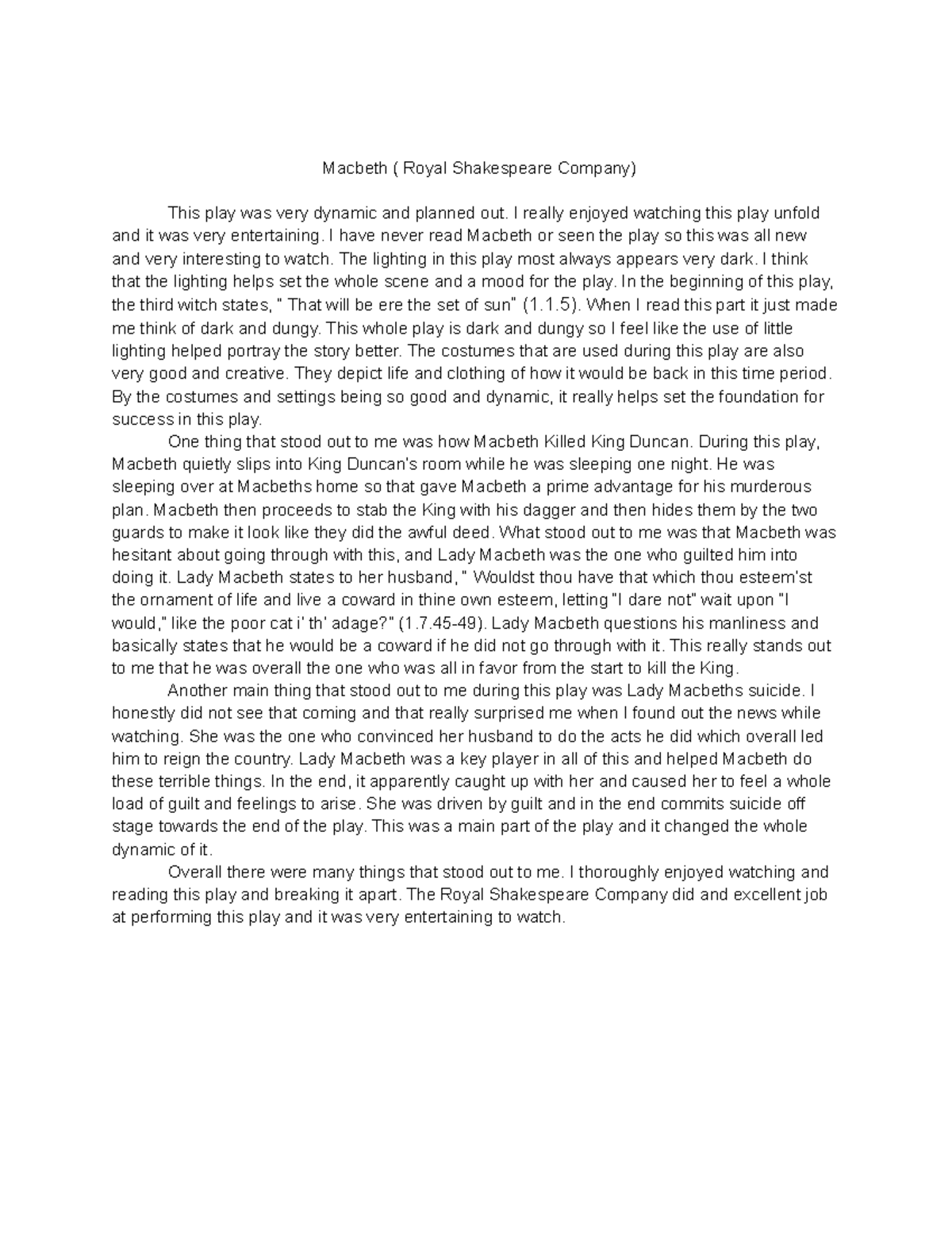 Macbeth: A Dark and Dynamic Play by the Royal Shakespeare Company - Studocu