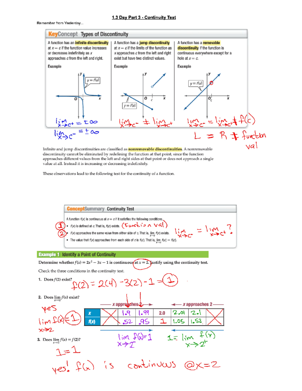 1.3.3 Part 3 Continuity Test filled - 1 Day Part 3 Continuity Test ...