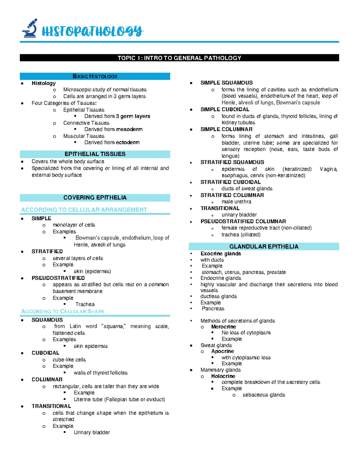 HIS TO Trans - HISTOPATHOLOGY TOPIC 1: INTRO TO GENERAL PATHOLOGY BASIC ...