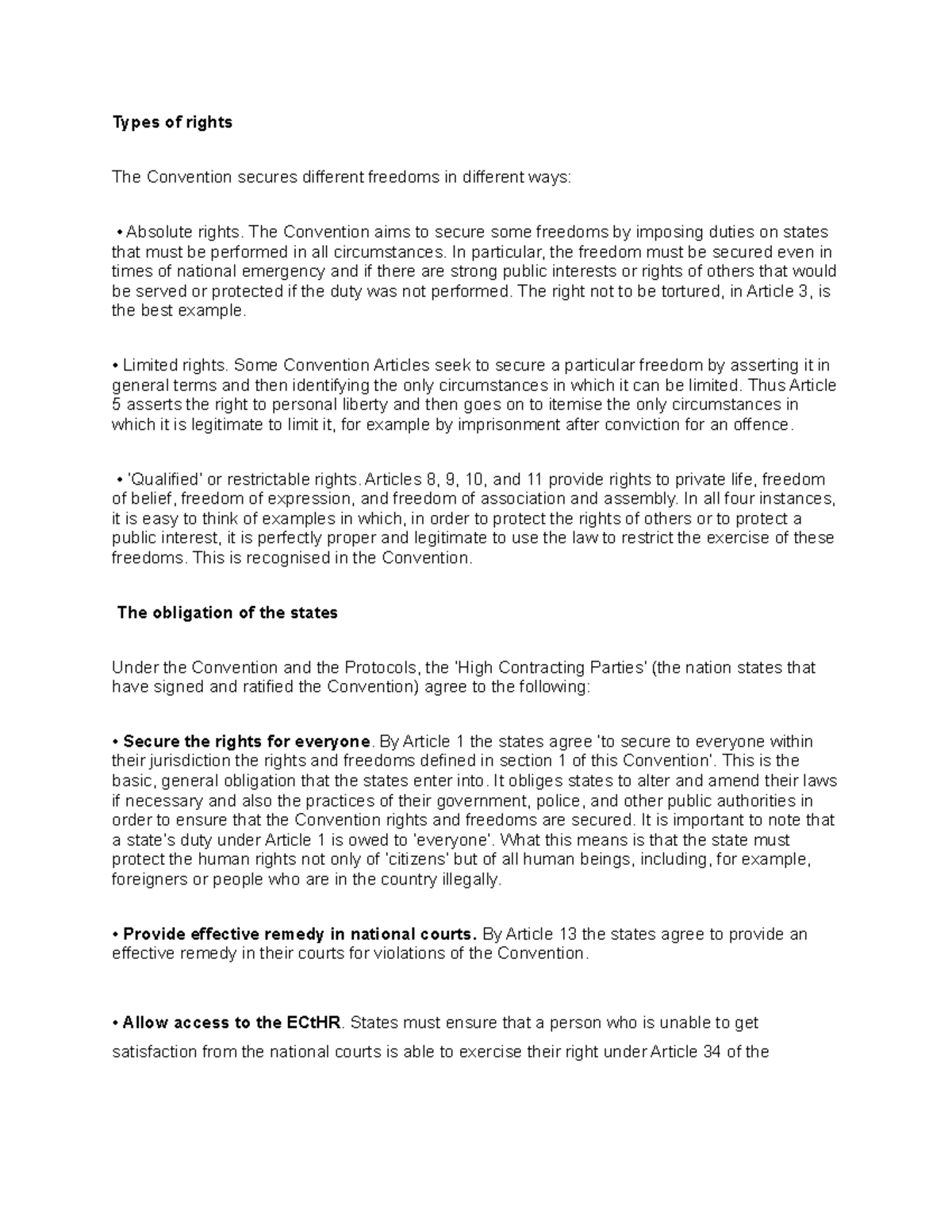 Types of rights - Types of rights The Convention secures different ...