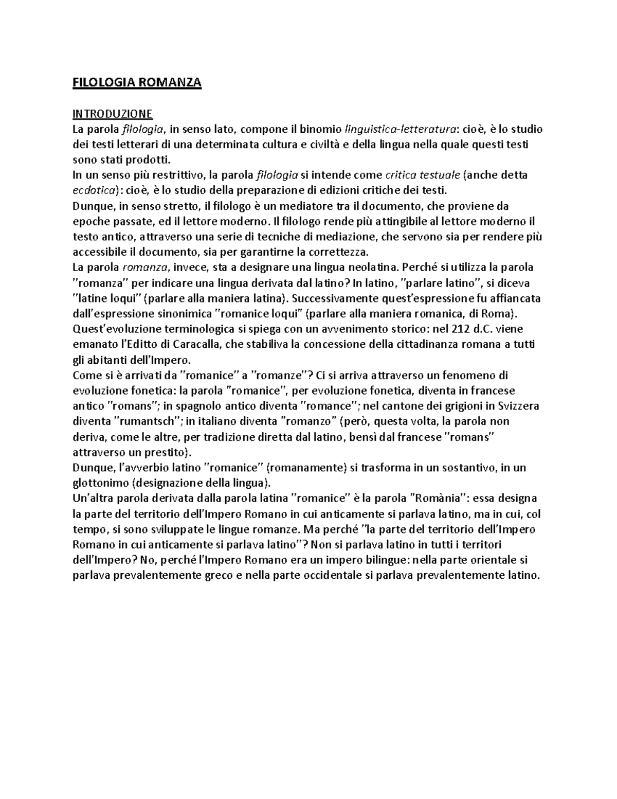 Filologia Romanza- modulo di linguistica di Marcello Barbato ...