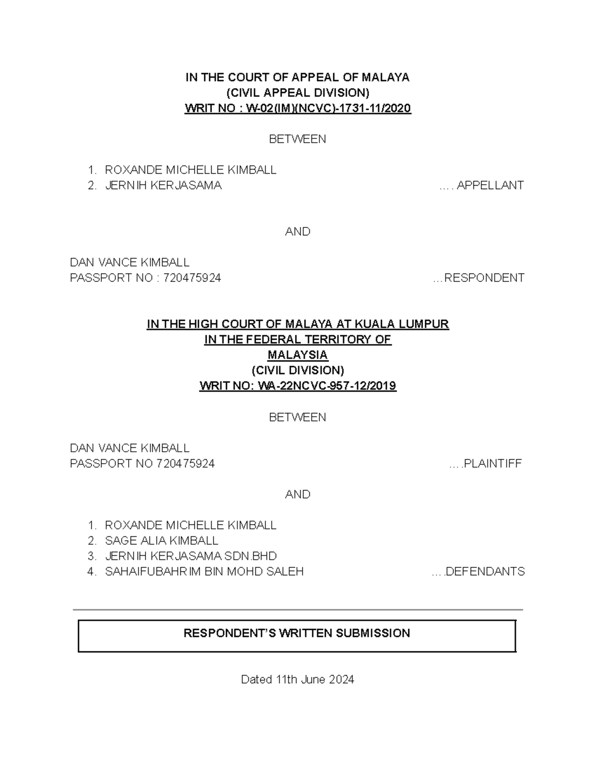 Example Written Submission - IN THE COURT OF APPEAL OF MALAYA (CIVIL ...