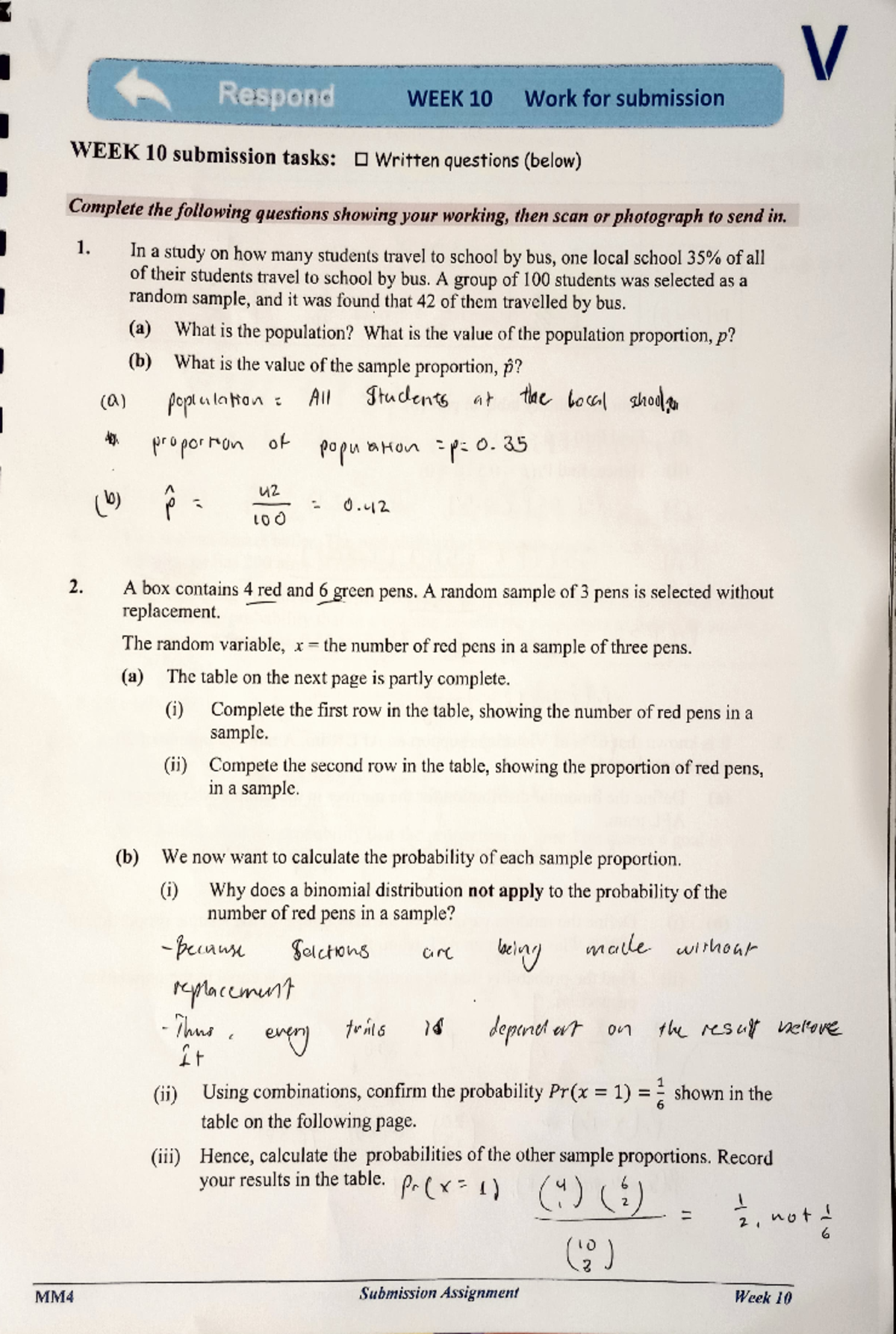dqdqwqfZMM 4wk10 - WEEK 10 submission tasks: D Written questions (below) Complete the following ...