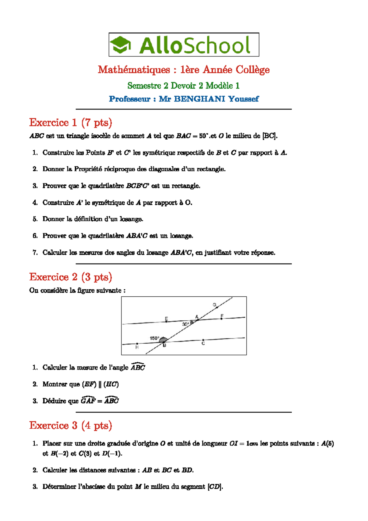 Math 1ac semestre 2 devoir 2 modele 1 1 - Annuaire-maths - Studocu