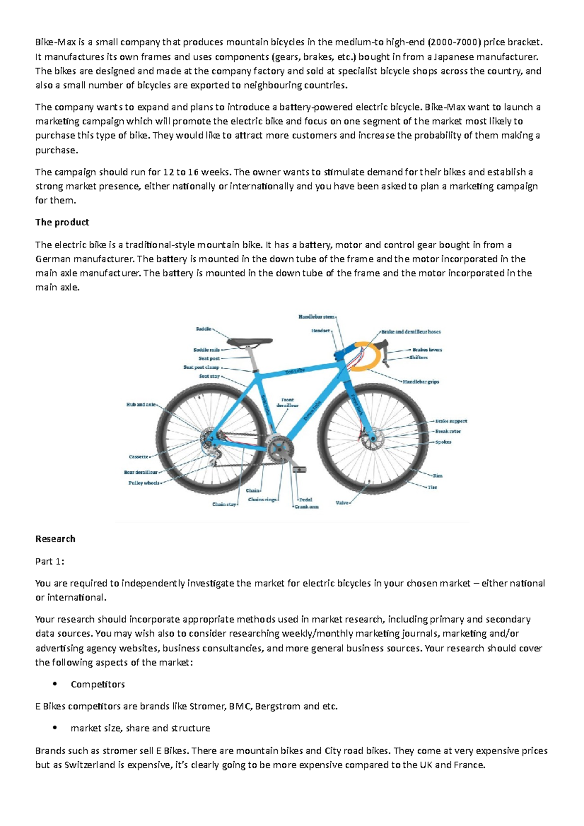 Marketing Unit 3 Assessment practice - mountain bikes - Bike Max ...