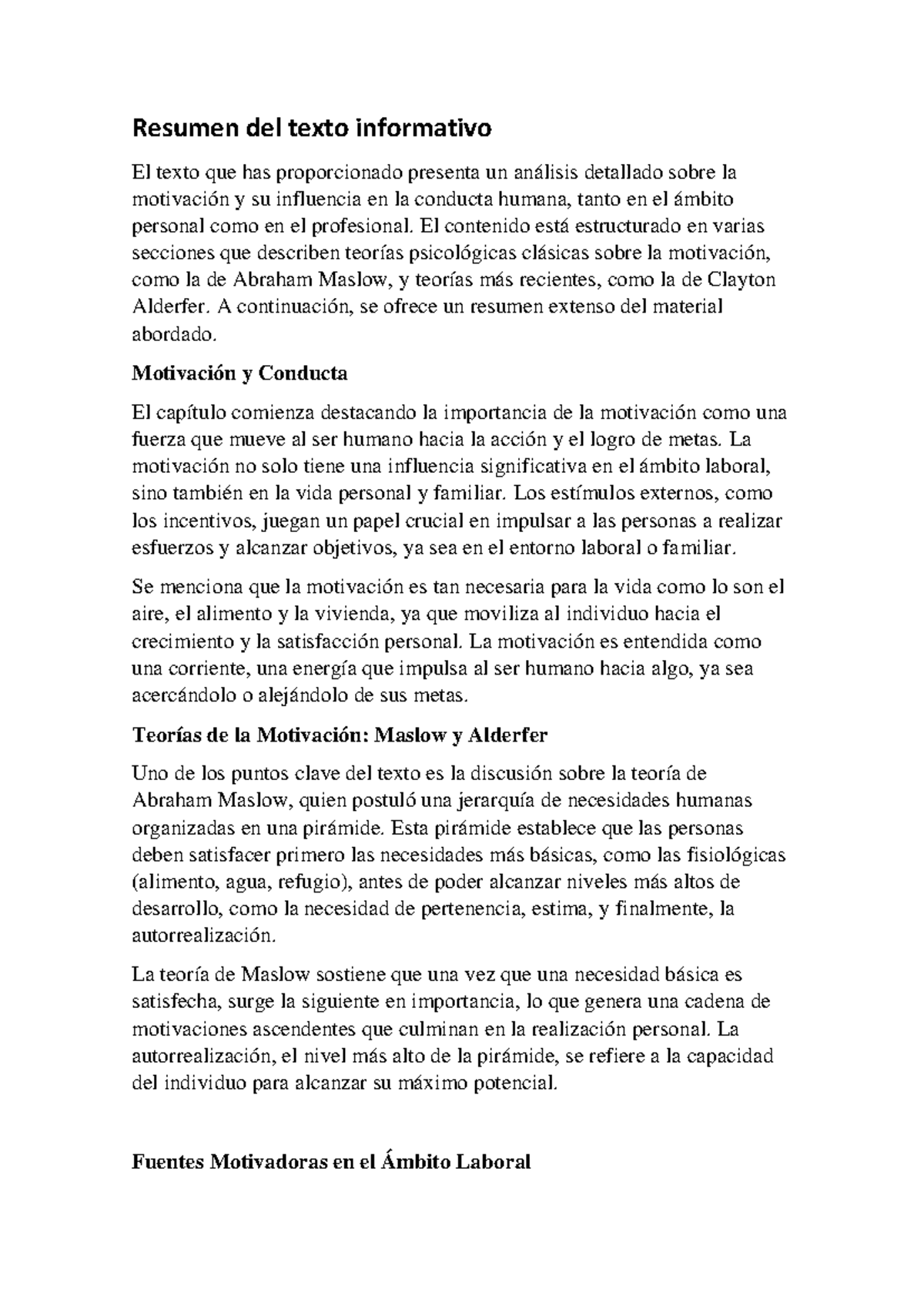 Resumen del texto informativo - El contenido está estructurado en ...