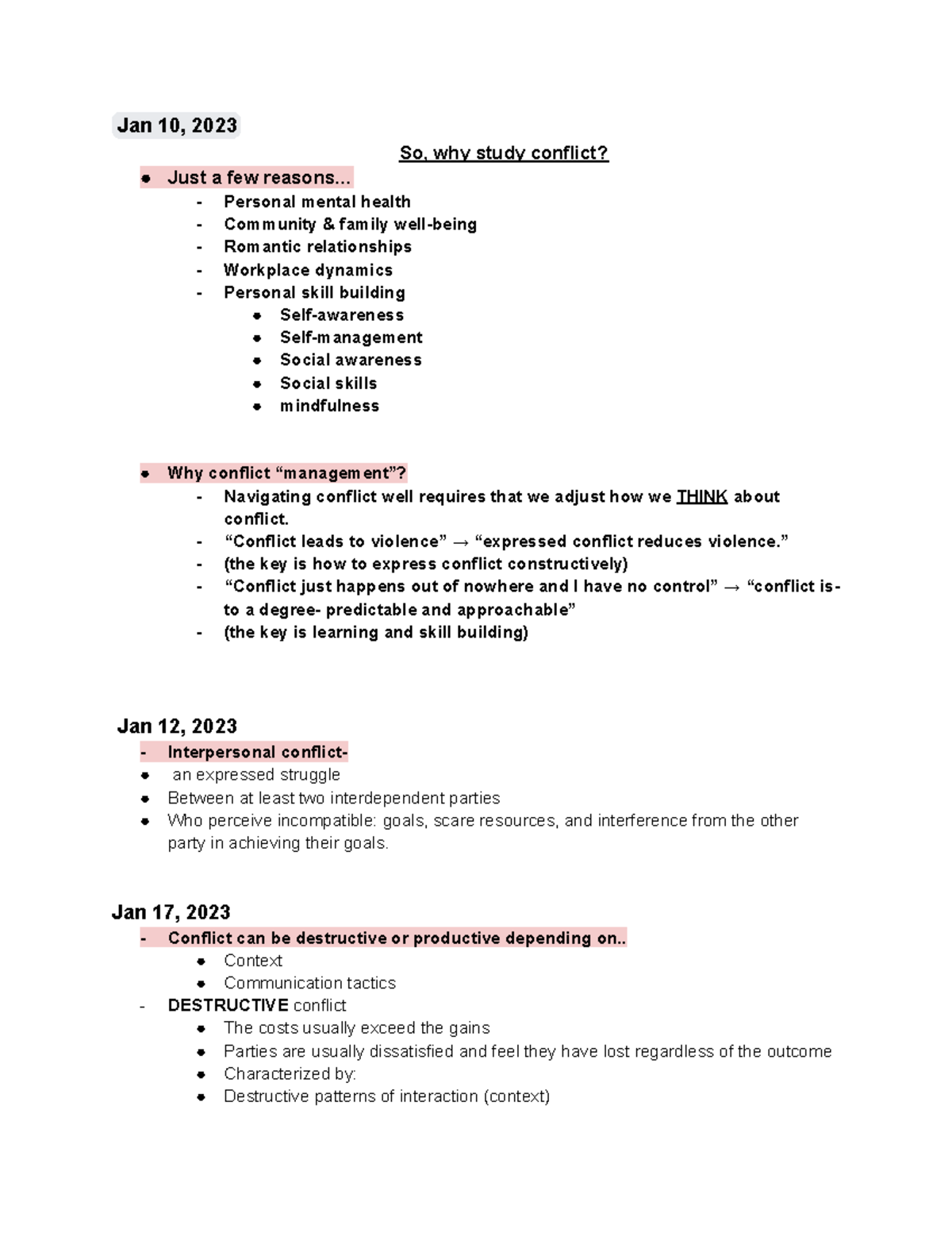 Intro to conflict studies Notes - Jan 10, 2023 So, why study conflict ...