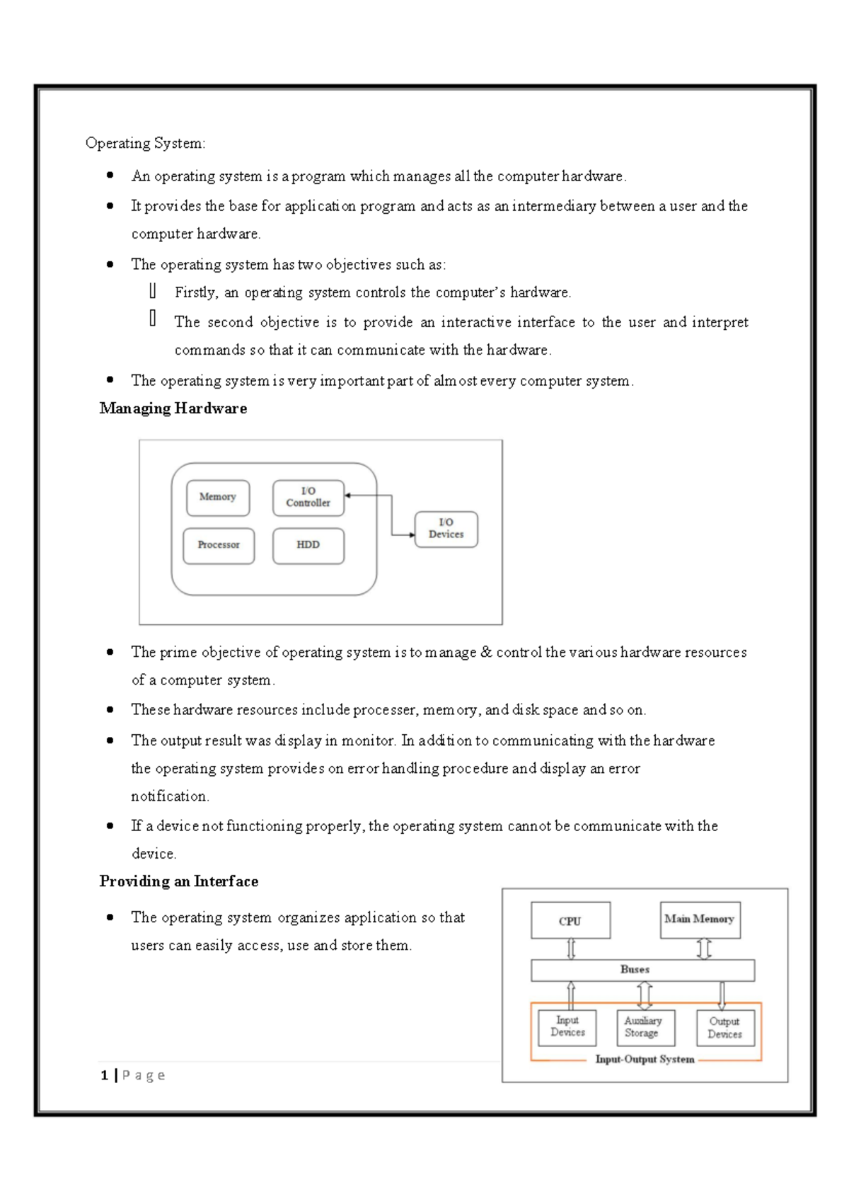 Operating System-Unit 1 - Operating System: An operating system is a ...