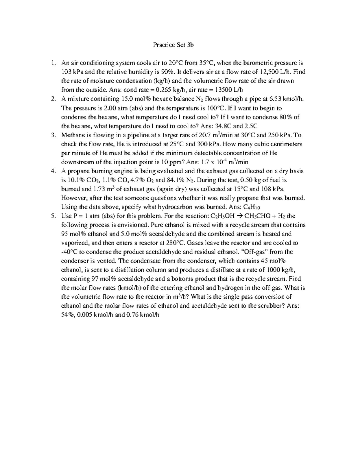 Set 3b with answers - Practice Set 3b 1. An air conditioning system ...