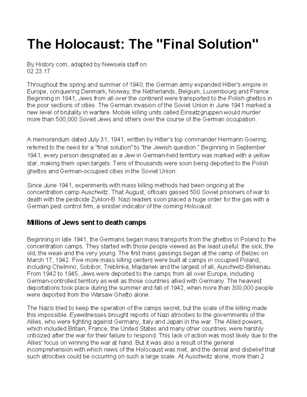 Holocaust Activity - THis is vocab terms - The Holocaust: The "Final ...