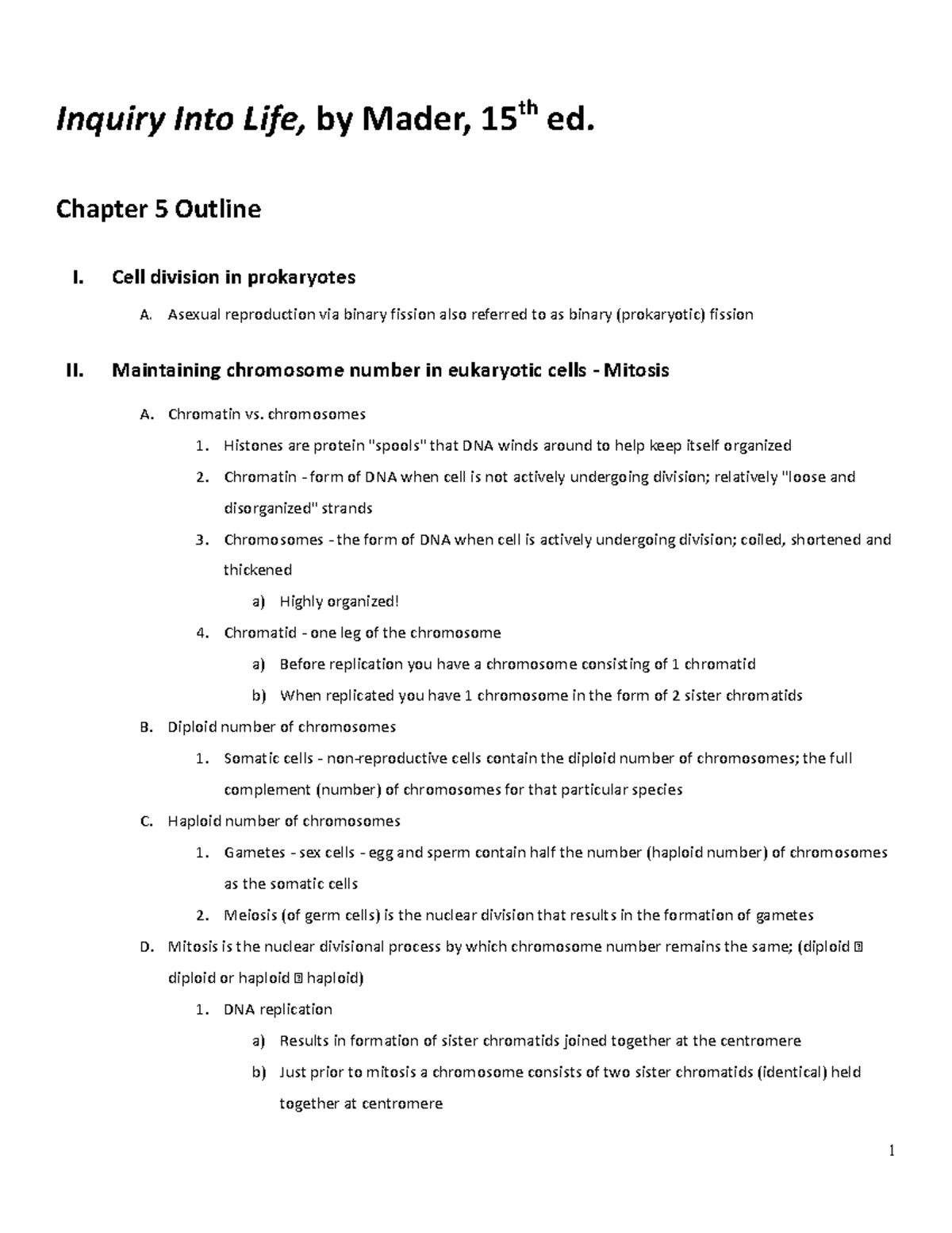 Inquiry Into Life, by Mader, 15th ed.-Chapter 5 Outline - Inquiry Into ...