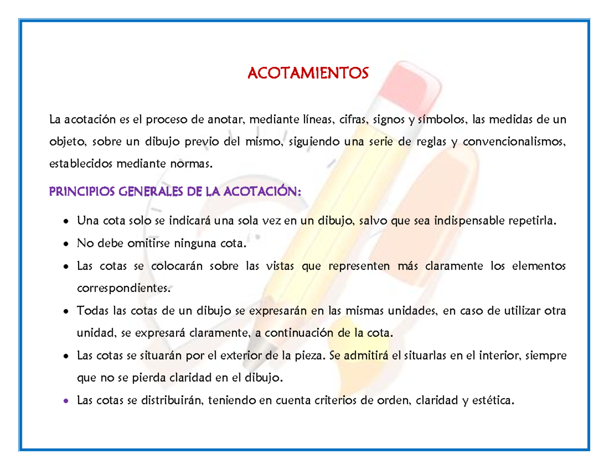 Clase 01 Unidad 04 - ACOTAR - ACOTAMIENTOS La acotación es el proceso ...