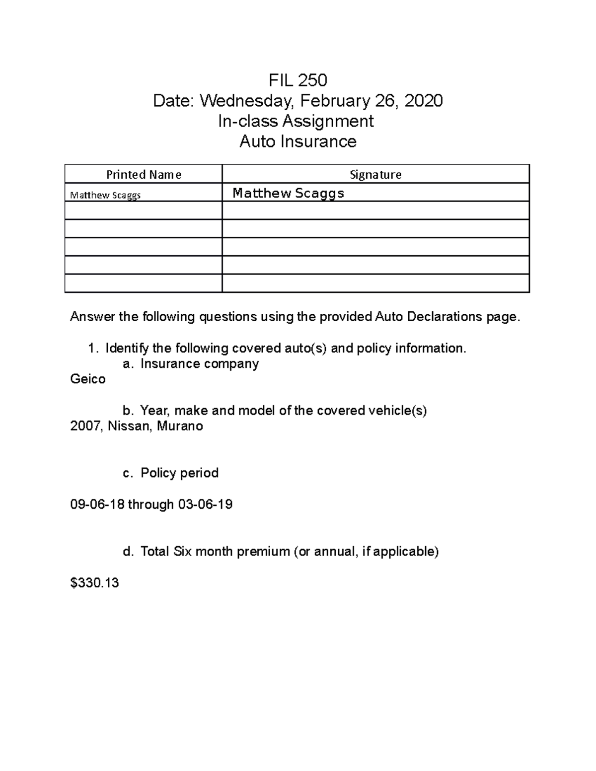 FIL250 In Class Assignment 4 - Warning: TT: more functions defined than expected FIL 250 Date ...