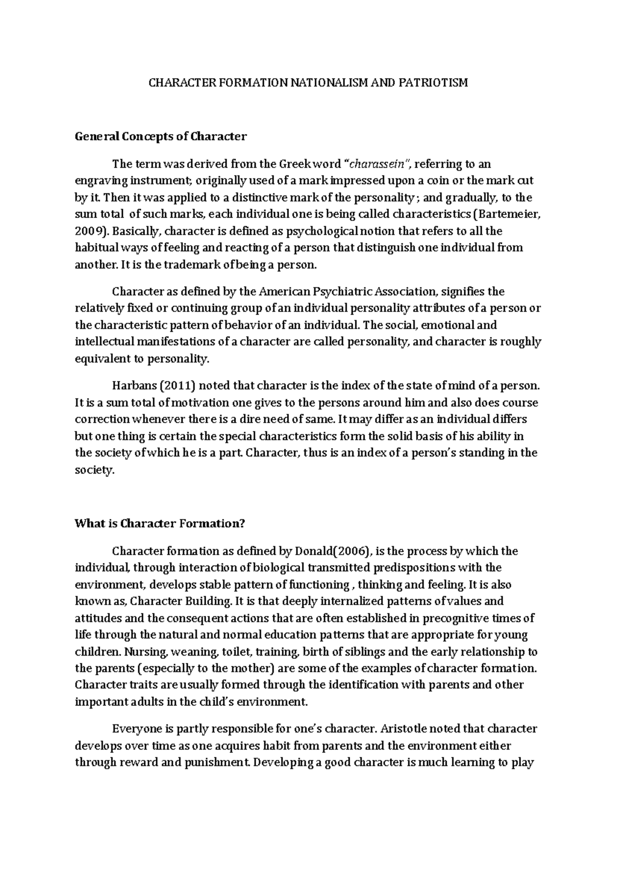 Character formation - good for student - CHARACTER FORMATION ...